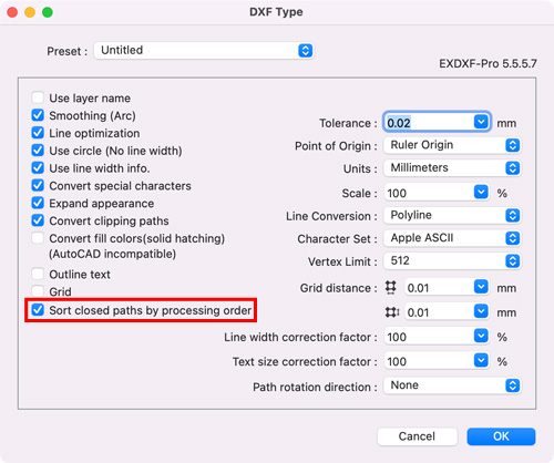 [EXDXF-Pro] Export DXF with paths being processed from inside to ...
