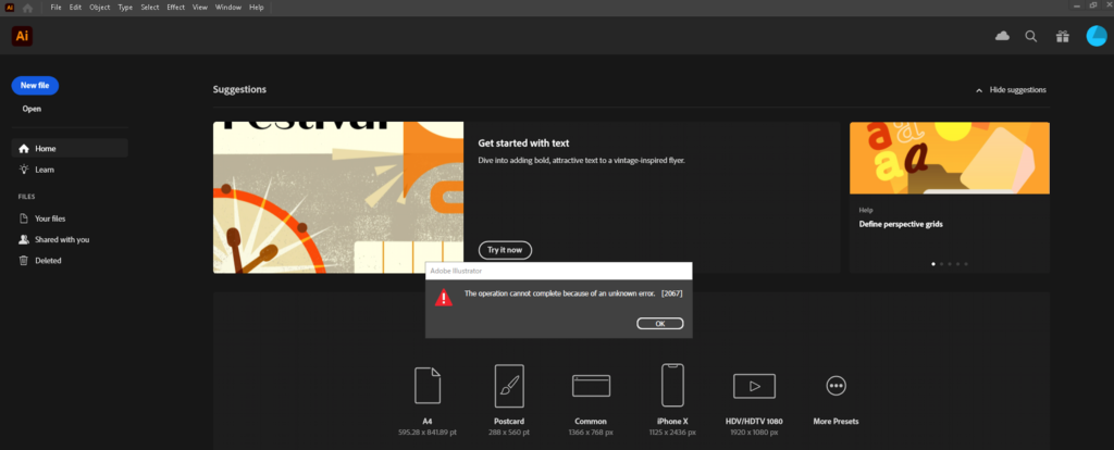 Error message Error message